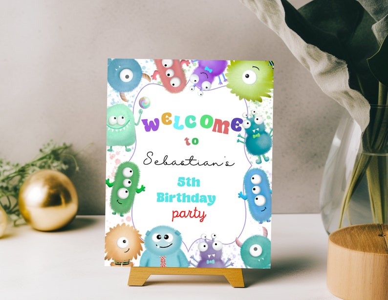 Welcome Birthday Sign, Poster Monster Birthday Bash, Calling All ...