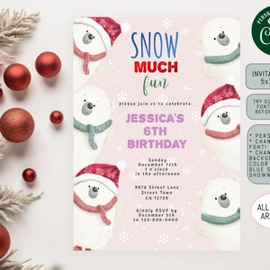 EDITABLE Polar Bear Themed BIRTHDAY Party, Kids Party Winter Invite ...