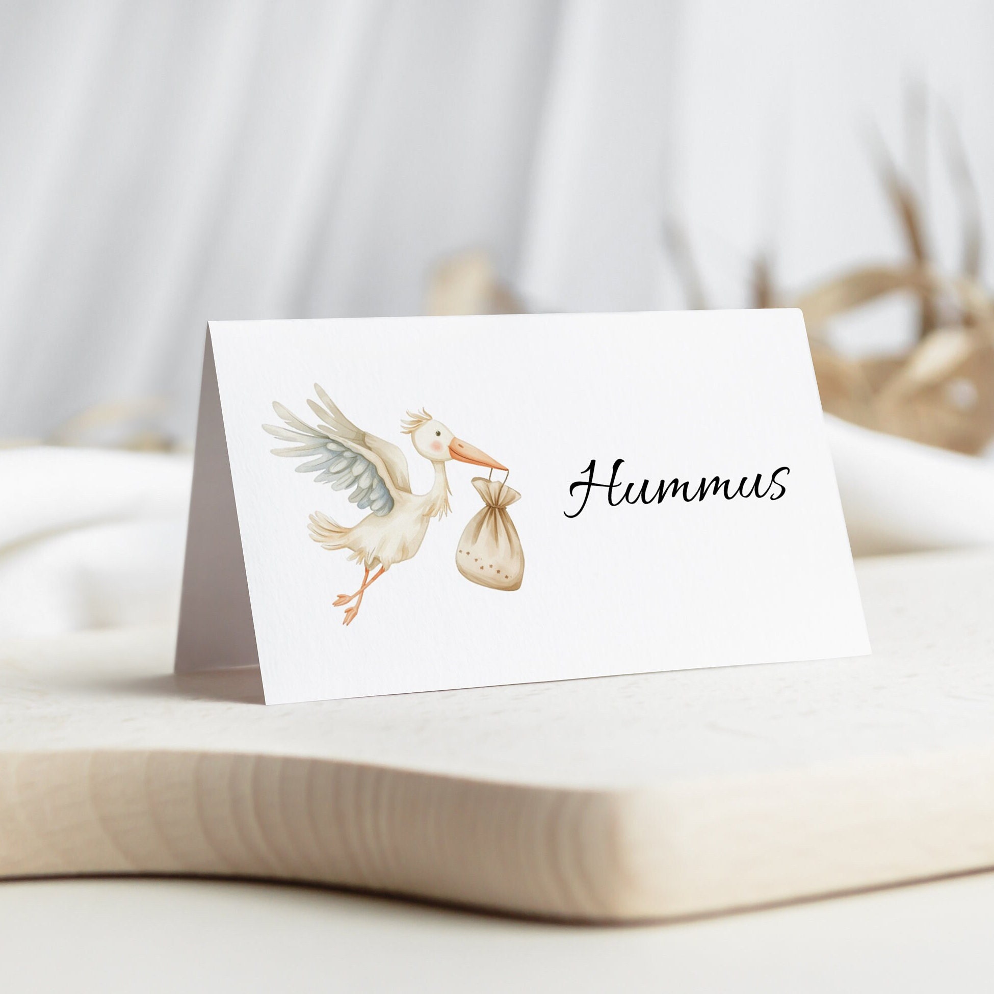 EDITABLE Buffet Food Tent Signs, Stork Baby Shower Food Label Signs ...