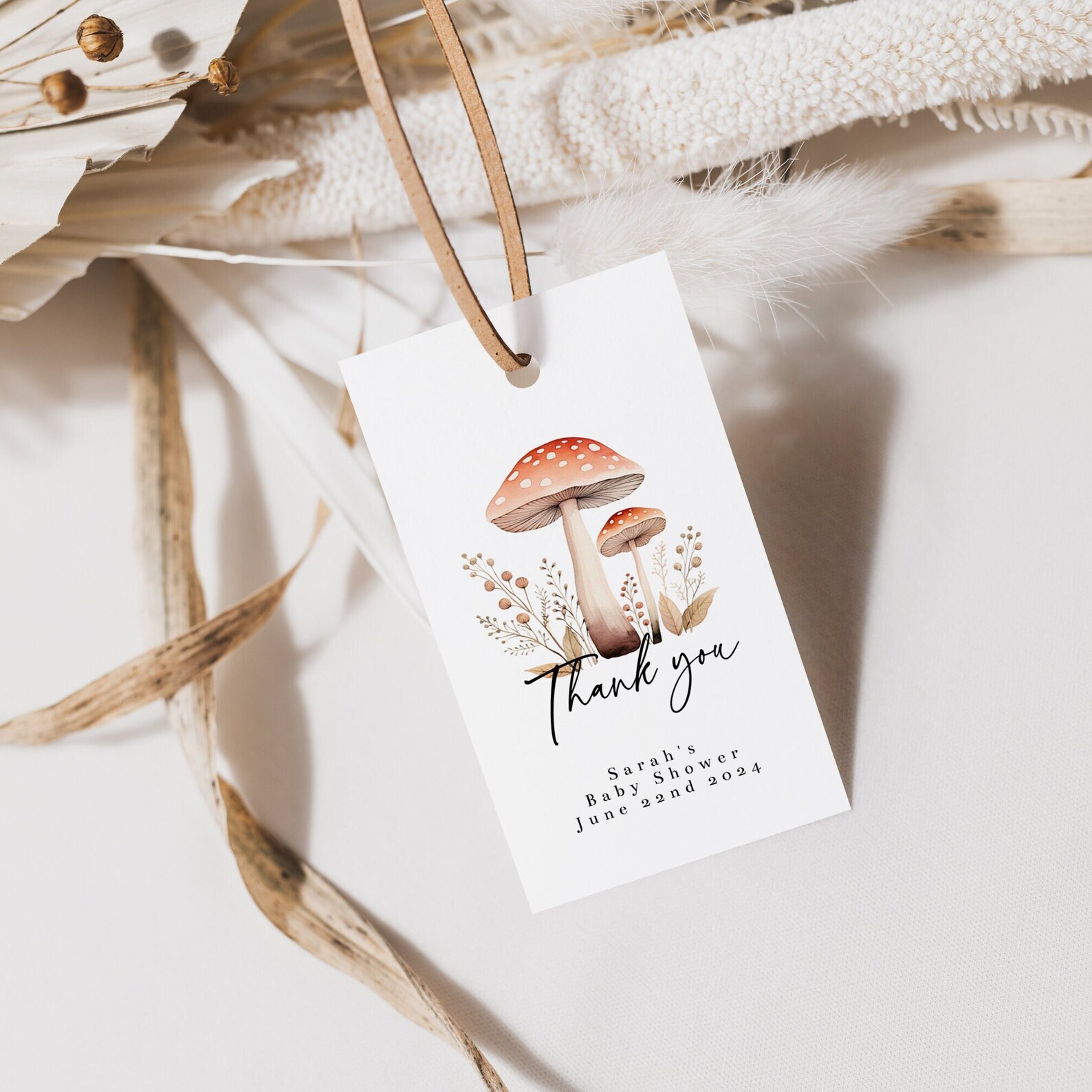 EDITABLE Mushroom Thank You Favor Tags, Labels for Mushroom Baby Shower ...