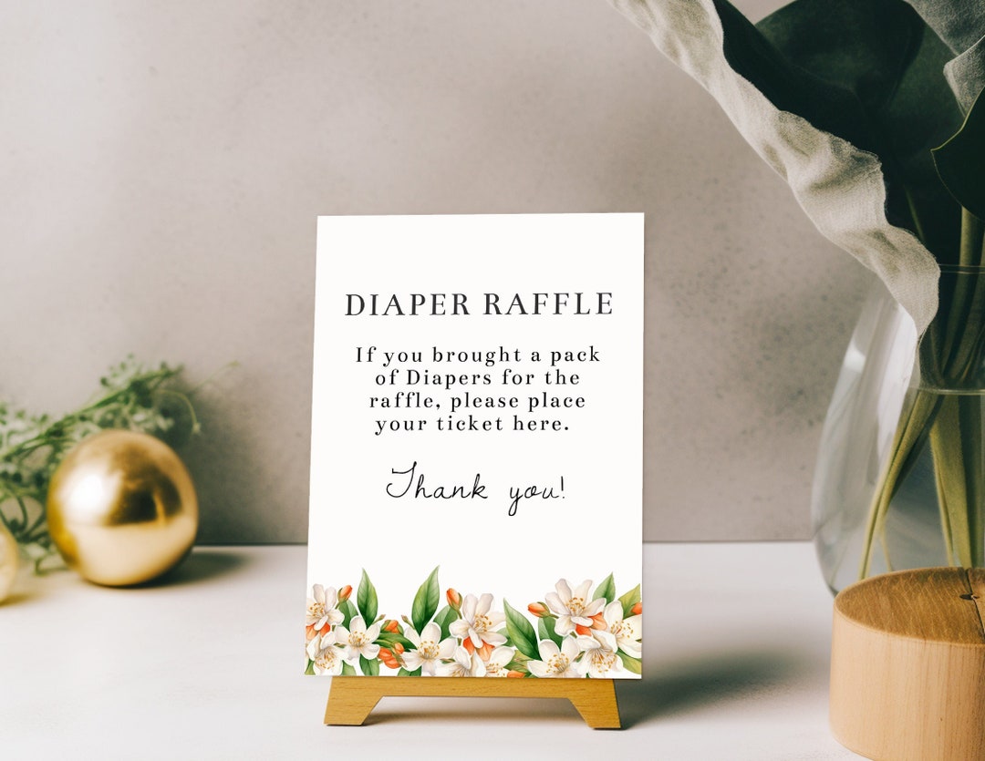 Editable Diaper Raffle Table Sign, Little Cutie Baby Shower Shower Sign ...
