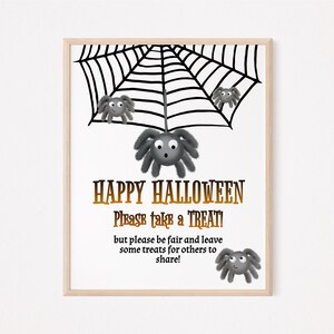 Halloween Editable Sign, Trick or Treat Sign, Spider Web Halloween ...