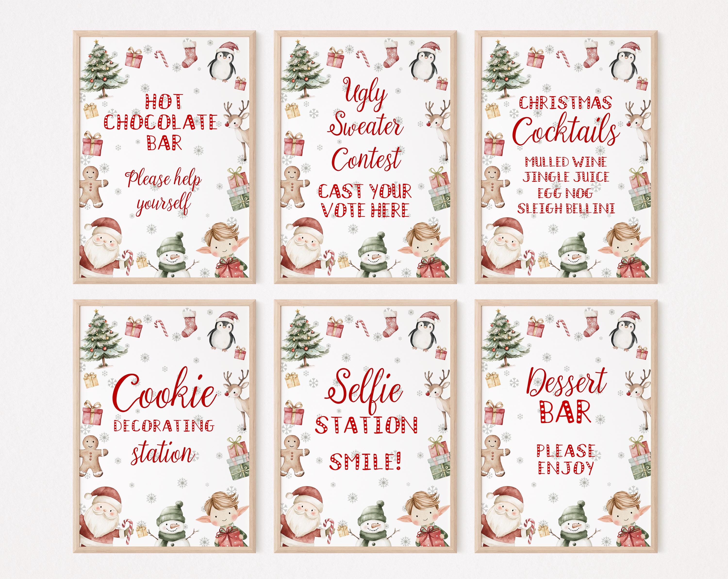 Editable Christmas Party Table Signs, Buffet Sign, Selfie Station ...