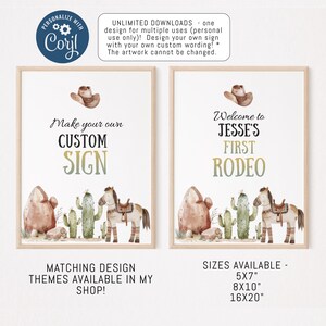 Editable Welcome Sign 1st Rodeo, Wild West Party Sign, Cowboy Party ...