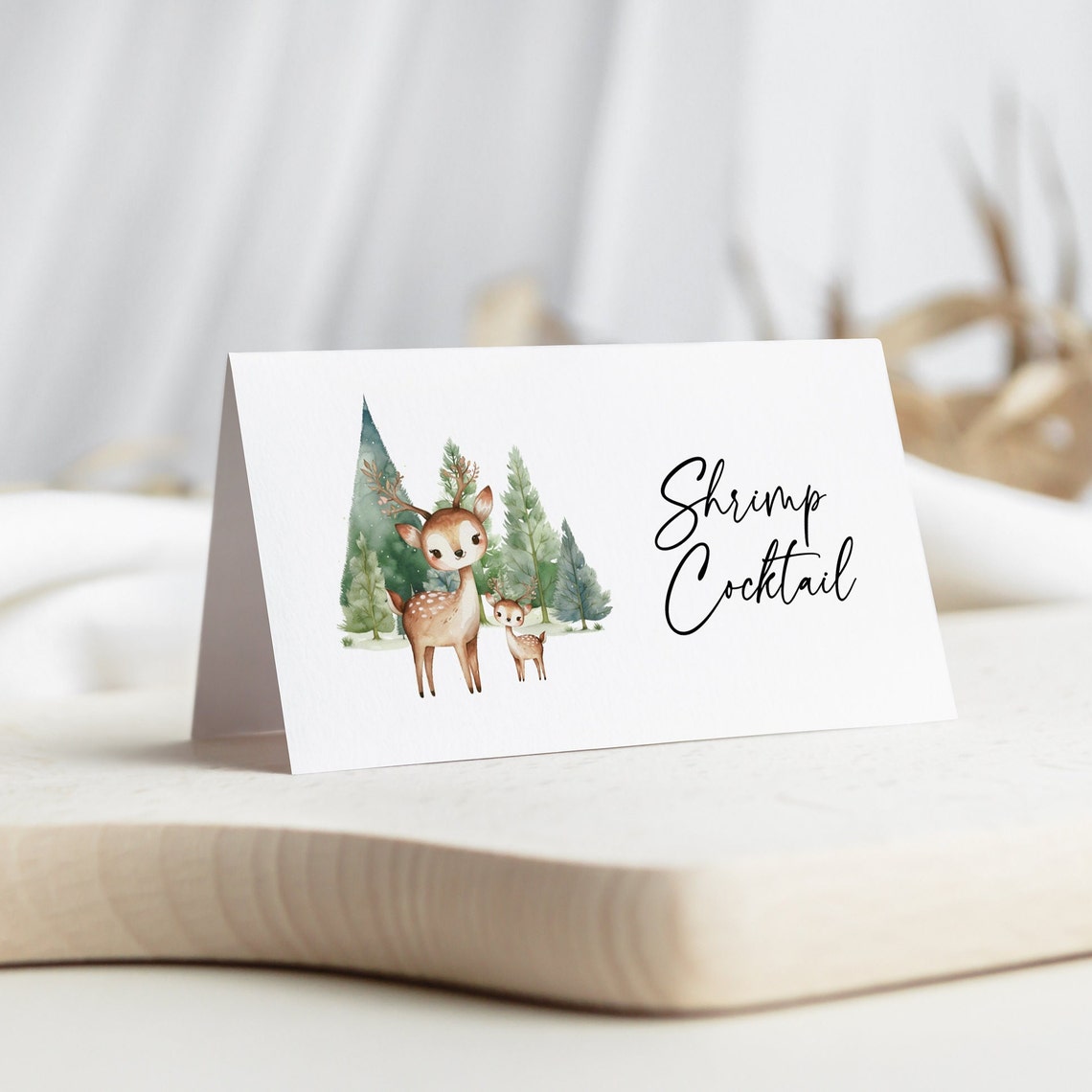 EDITABLE Buffet Food Tent Signs, Deer Baby Shower Food Label Signs ...
