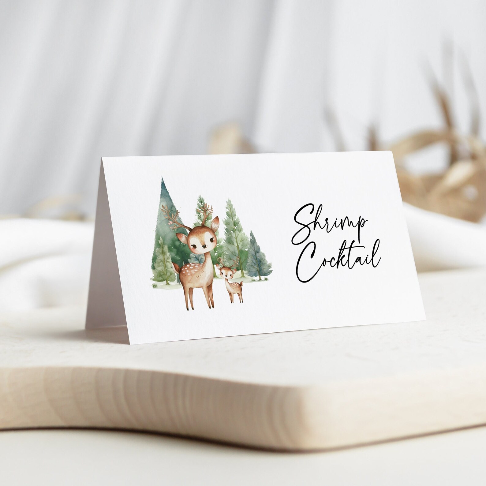 EDITABLE Buffet Food Tent Signs, Deer Baby Shower Food Label Signs ...