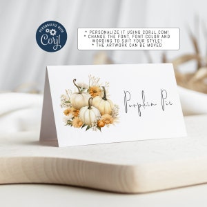 EDITABLE Buffet Food Tent Signs, Pumpkin Neutral Baby Shower Food Label ...