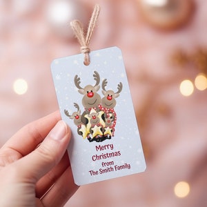 EDITABLE Christmas Tags Labels Reindeer Family Gift Tags, Cute Reindeer ...