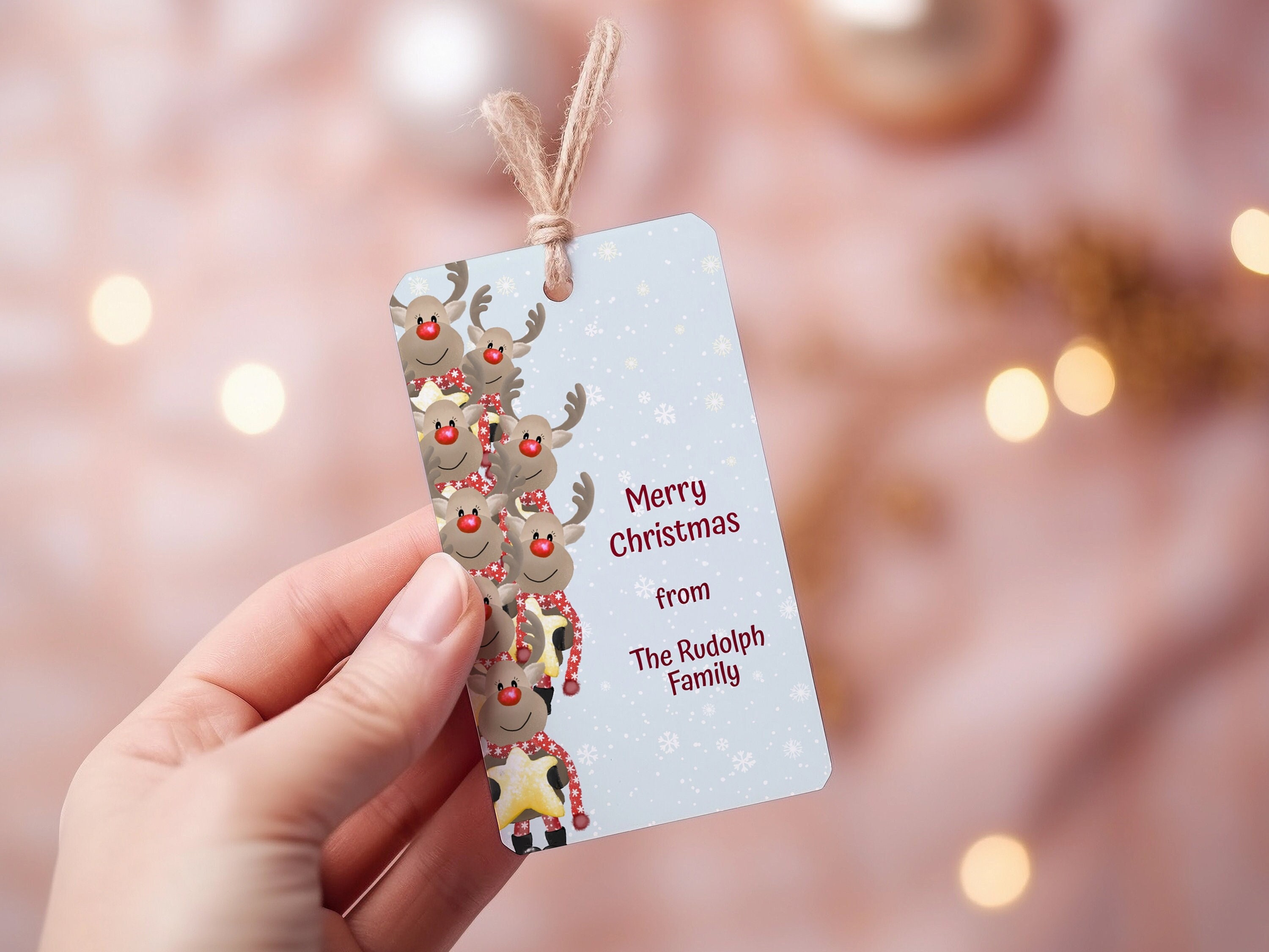 EDITABLE Christmas Labels Reindeer Gift Tags Cute Rudolph - Etsy