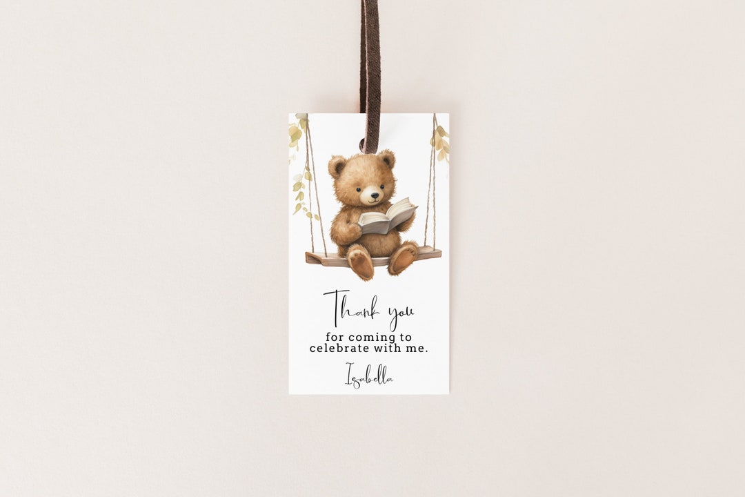 EDITABLE Storybook Bear Woodland Baby Shower Thank You Favor Tags ...
