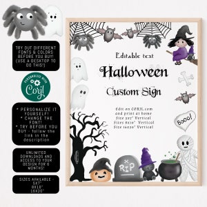 Halloween Editable Sign, Custom Sign Halloween Poster, 5x7", 8x10 ...