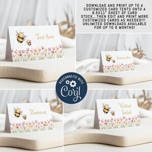EDITABLE BEE Buffet Food Tent Signs, Baby Shower Food Label Signs ...