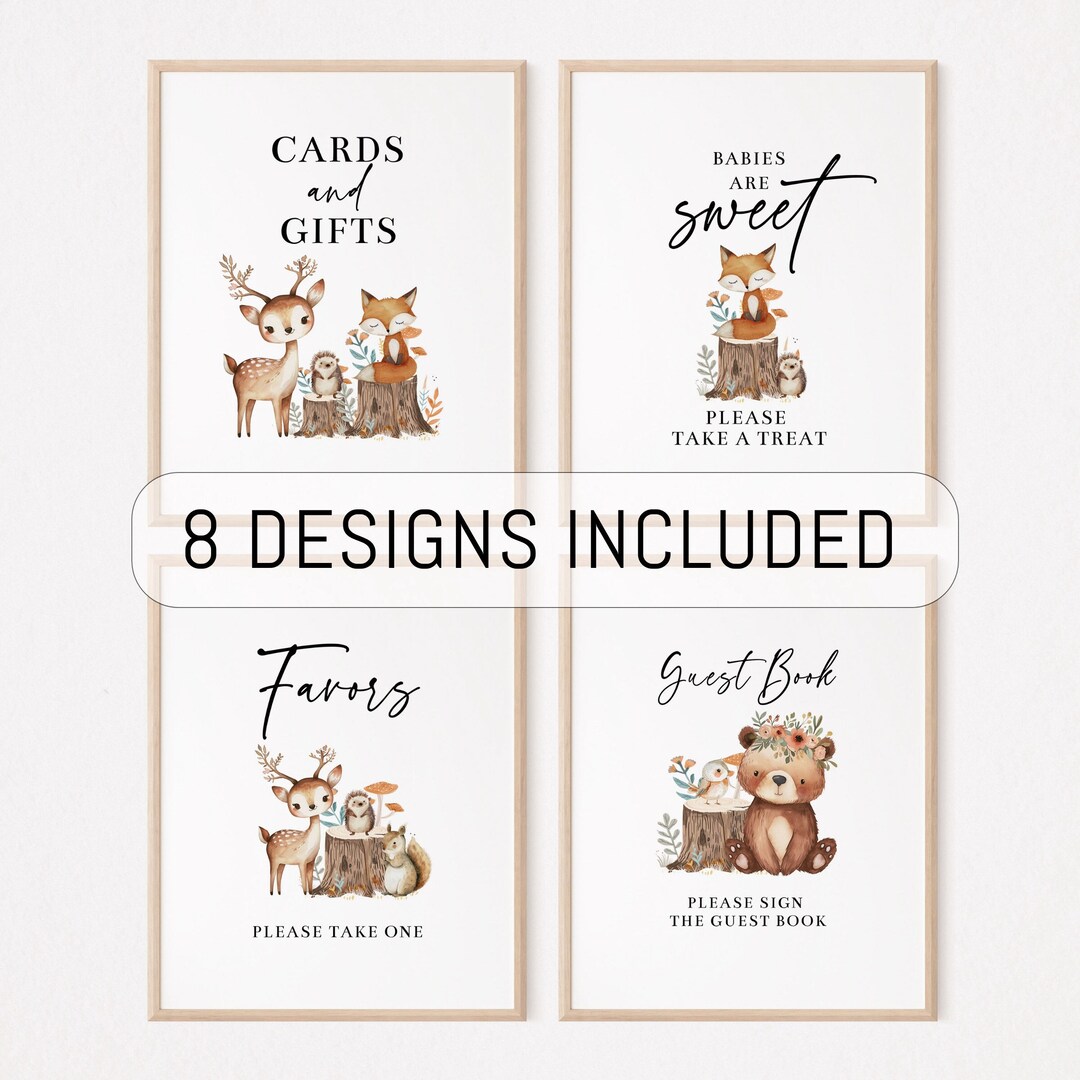 Editable Baby Shower Table Signs, Woodland Baby Shower Party Sign ...