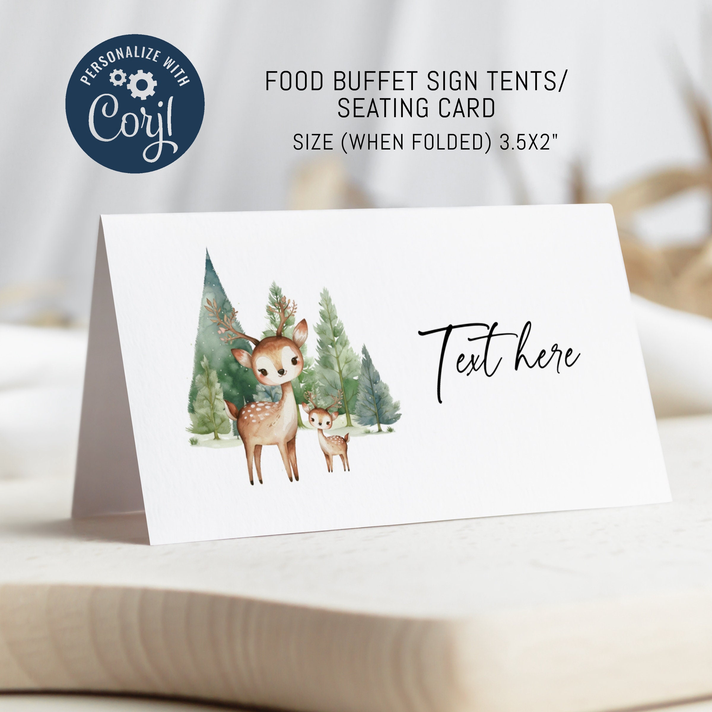 EDITABLE Buffet Food Tent Signs, Deer Baby Shower Food Label Signs ...