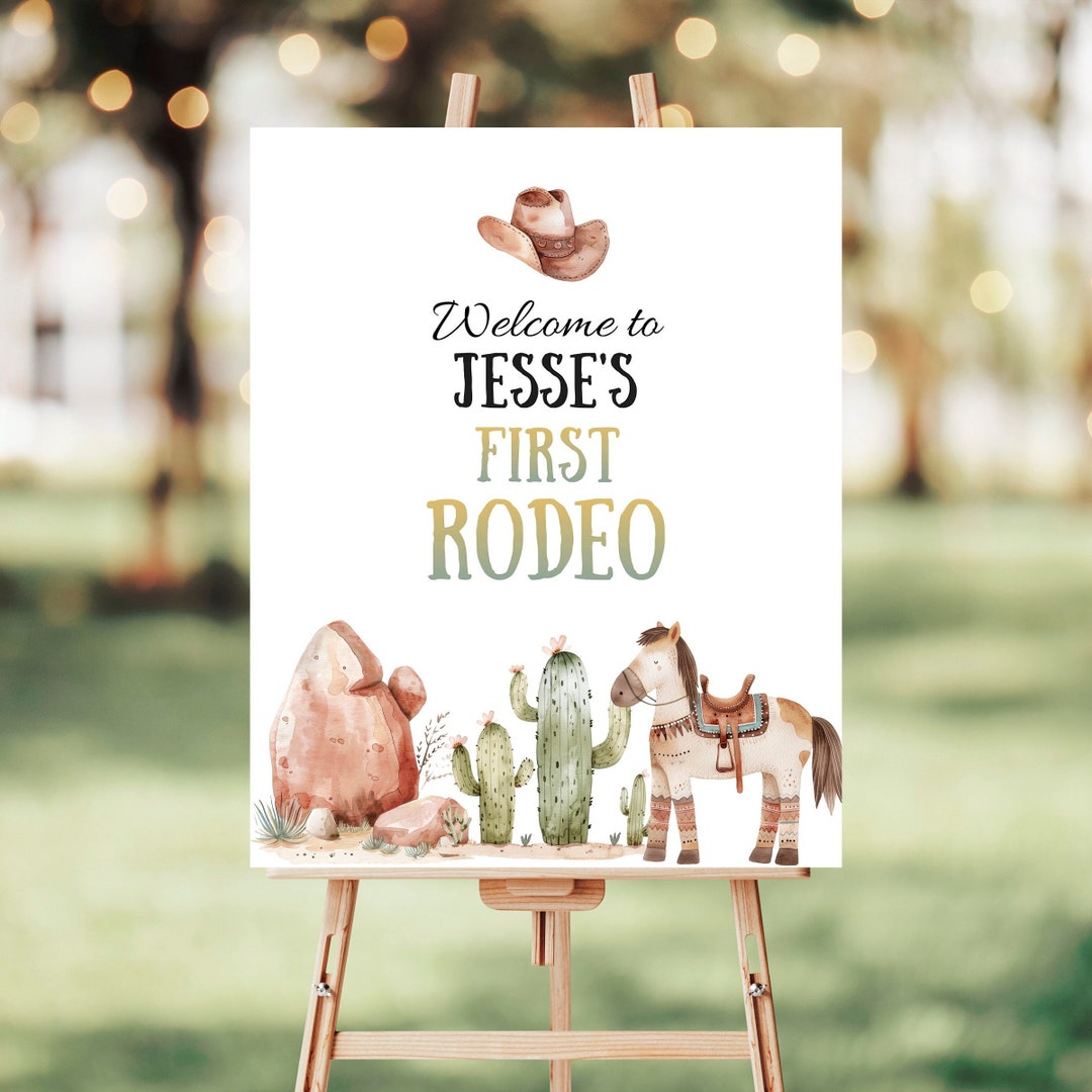 Editable Welcome Sign 1st Rodeo, Wild West Party Sign, Cowboy Party ...