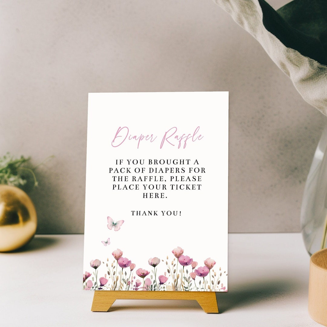 Editable Diaper Raffle Table Sign, Baby in Bloom Baby Shower Shower ...