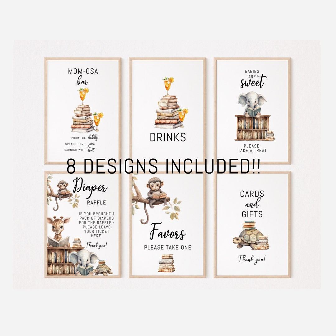 Editable Storybook Baby Shower Table Signs, Jungle Story Book Party ...
