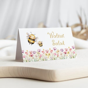 EDITABLE BEE Buffet Food Tent Signs, Baby Shower Food Label Signs ...