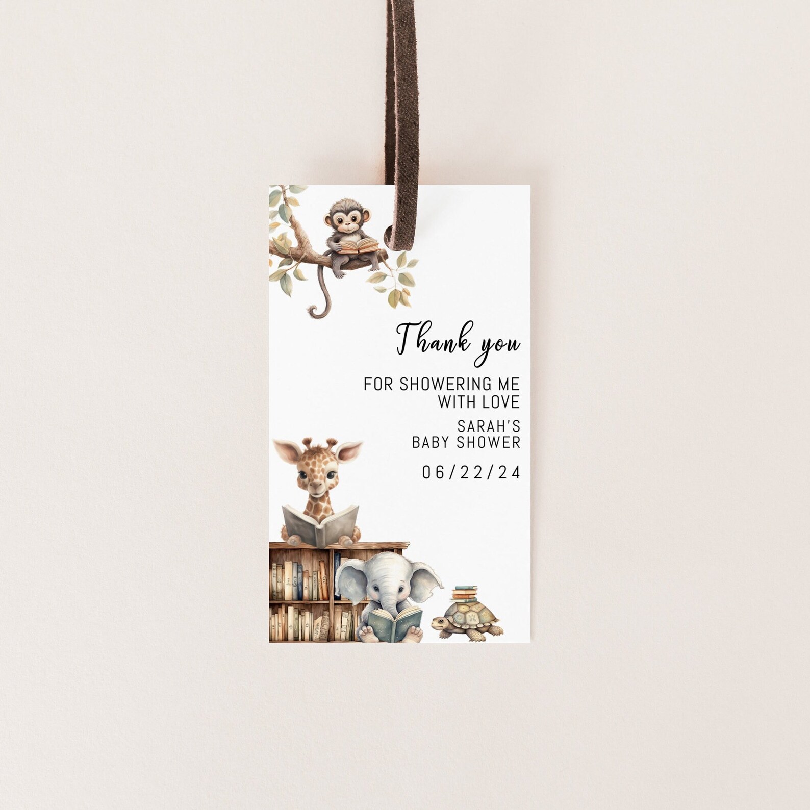 EDITABLE Storybook Jungle Animals Baby Shower Thank You Favor Tags ...