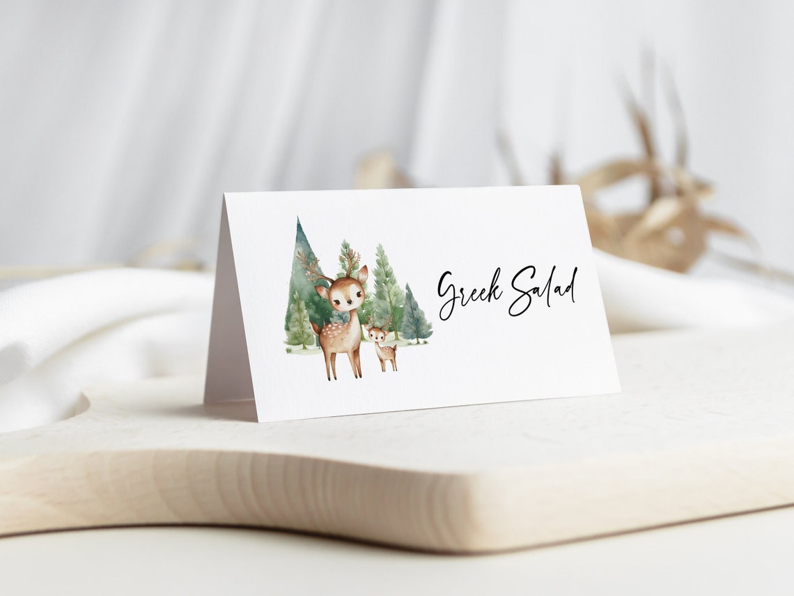 EDITABLE Buffet Food Tent Signs, Deer Baby Shower Food Label Signs ...
