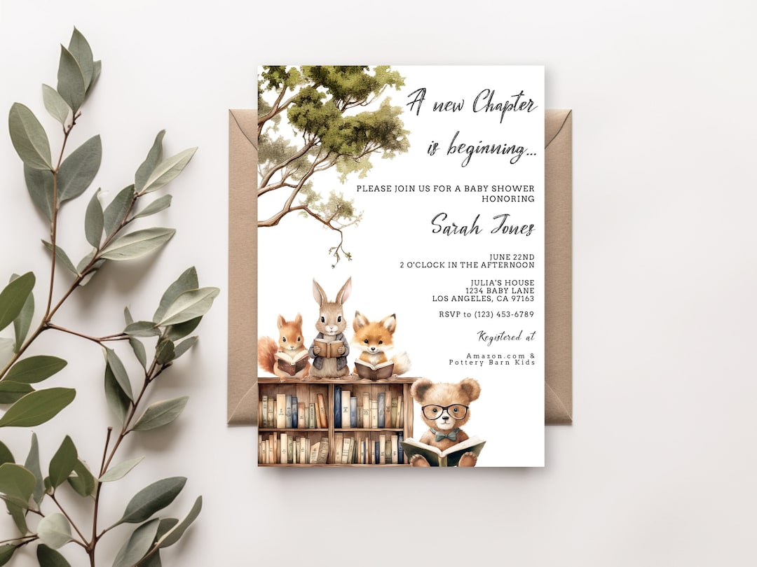 EDITABLE Storybook Baby Shower Invitation, A New Chapter is Beginning ...