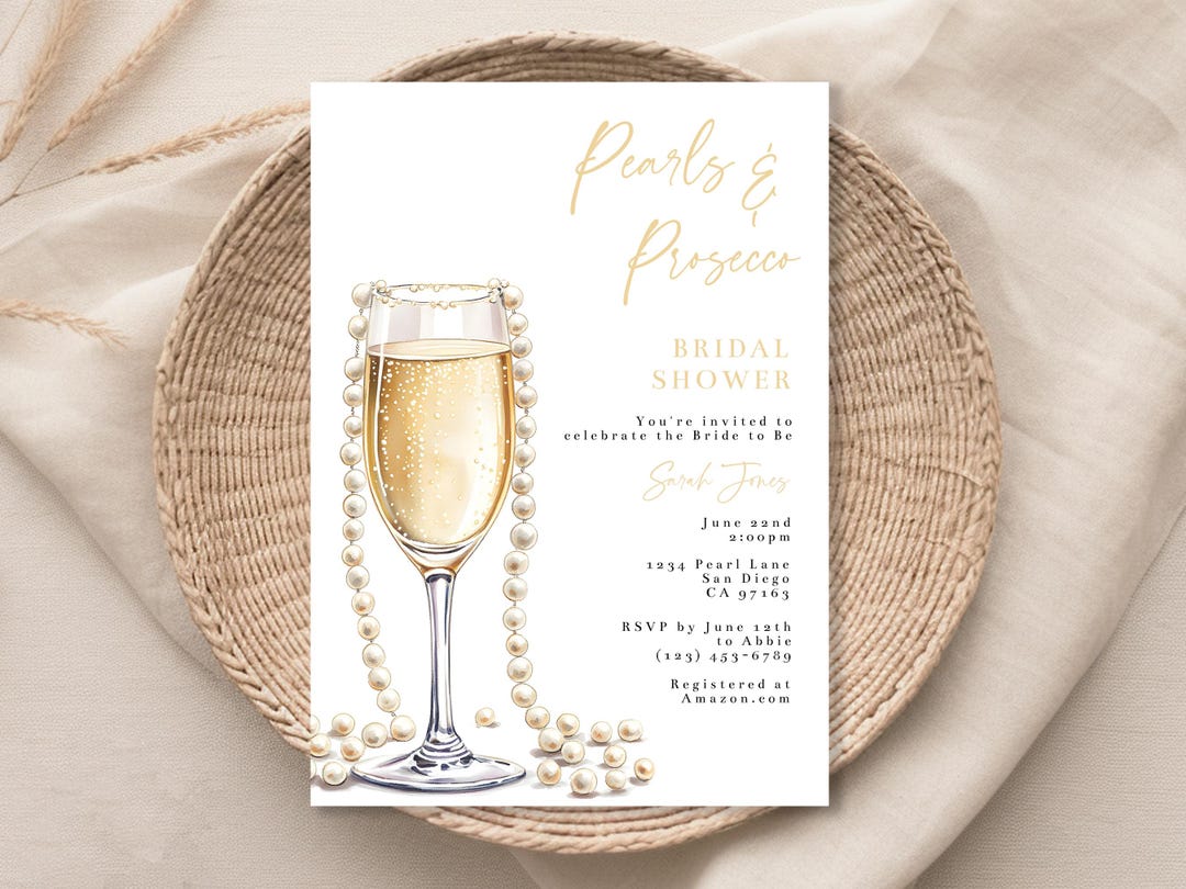 EDITABLE Pearls and Prosecco Bridal Party Invitation – Digital ...