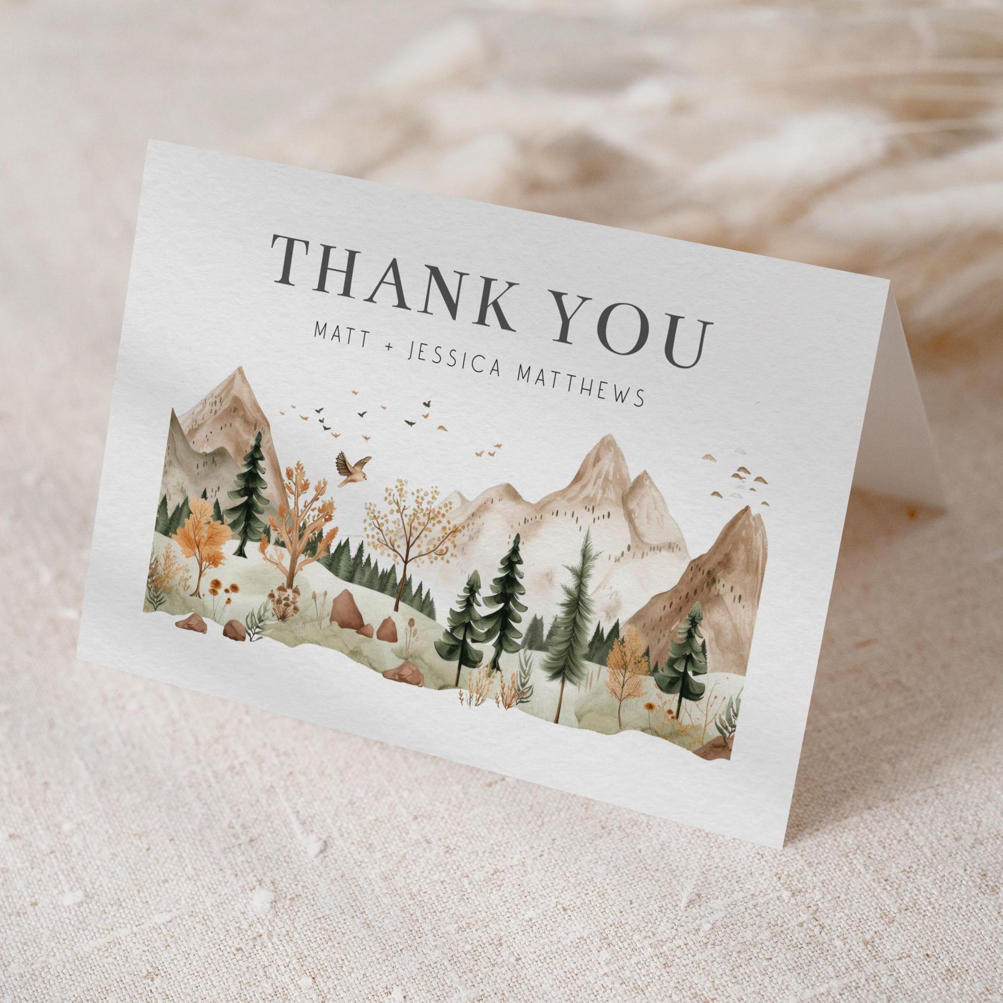 PRINTED Wild Mountains Scene Set of 10 Thank You Cards, 'let the New ...