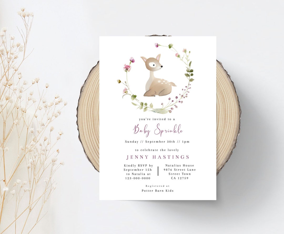 Baby Sprinkle Invitation Woodland Theme Fawn Invitation - Etsy