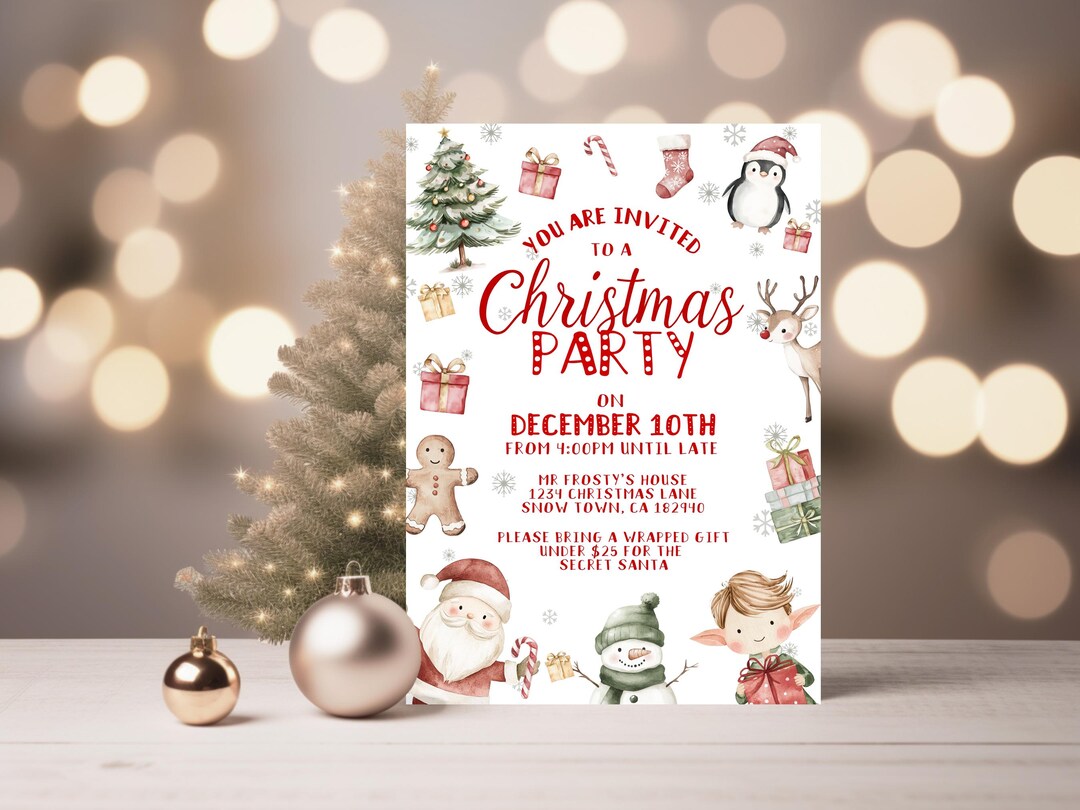 EDITABLE Christmas Party Invite, Fun Christmas Party Invite, Family ...