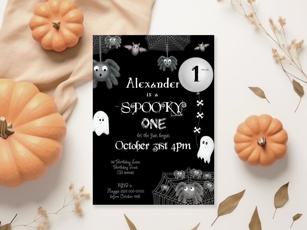 EDITABLE 1st Birthday Halloween Themed Invitation, 5x7" Spooky One ...