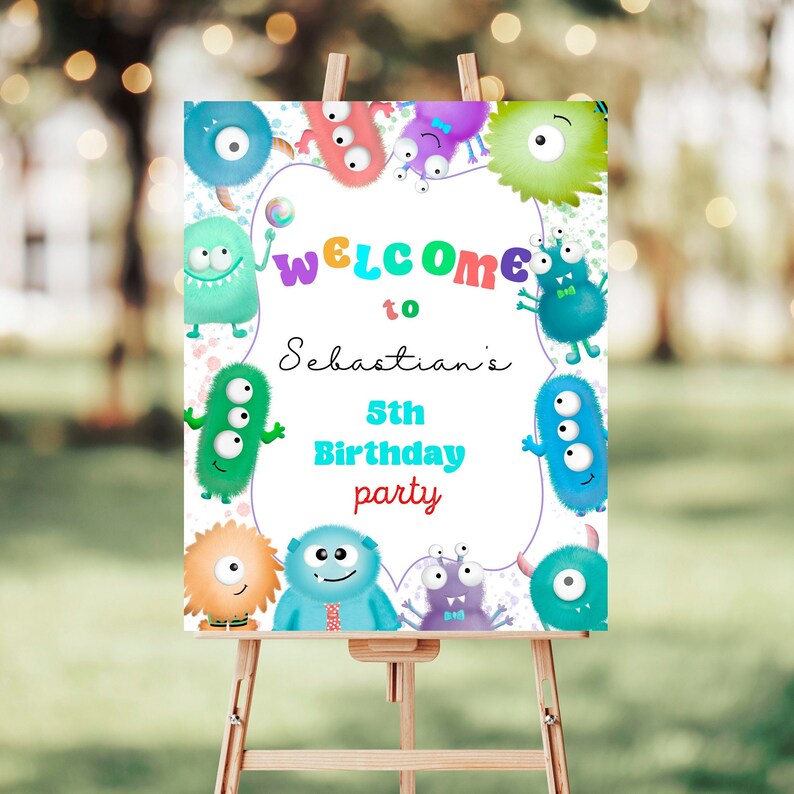 Welcome Birthday Sign, Poster Monster Birthday Bash, Calling All ...
