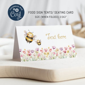 EDITABLE BEE Buffet Food Tent Signs, Baby Shower Food Label Signs ...