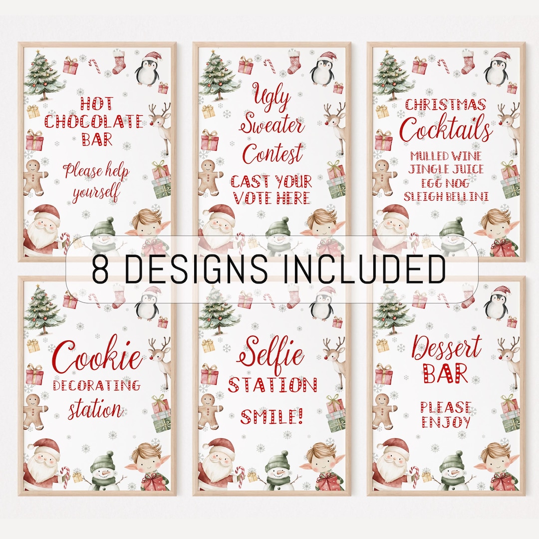 Editable Christmas Party Table Signs, Buffet Sign, Selfie Station ...