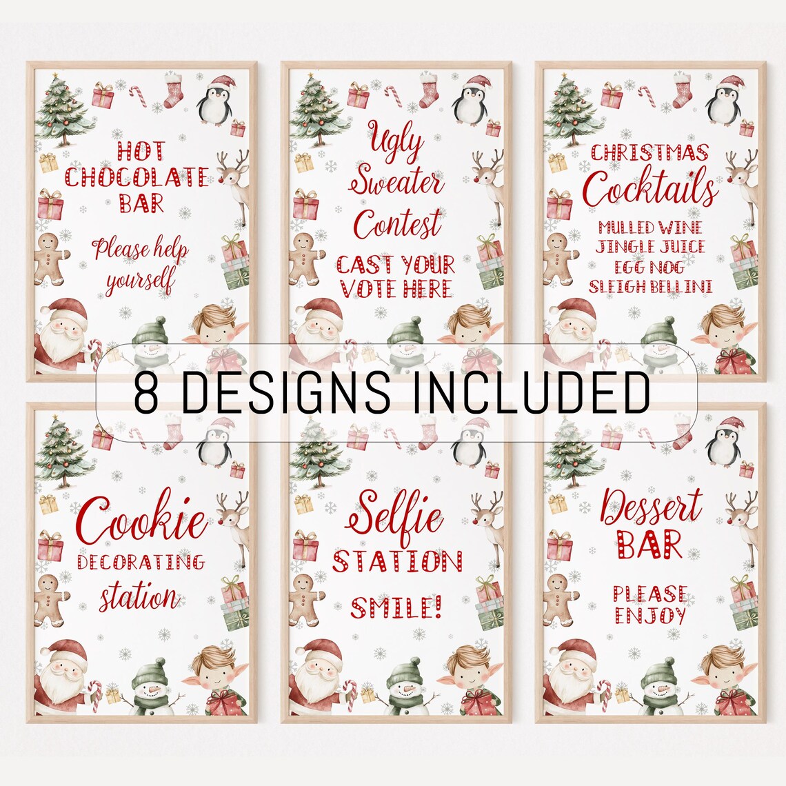 Editable Christmas Party Table Signs, Buffet Sign, Selfie Station ...