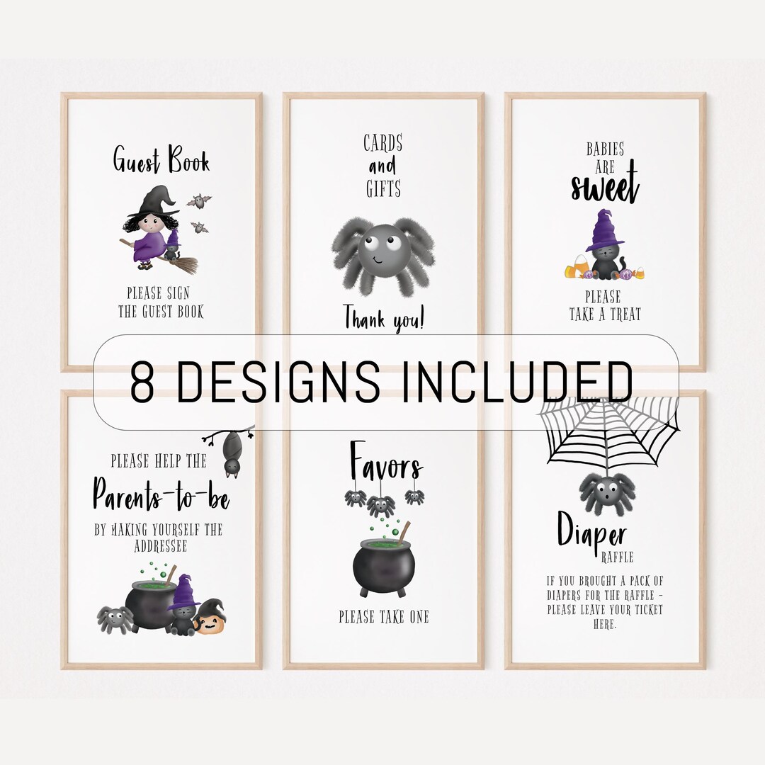 Editable Halloween Baby Shower Table Signs, Cute Halloween Party Signs ...
