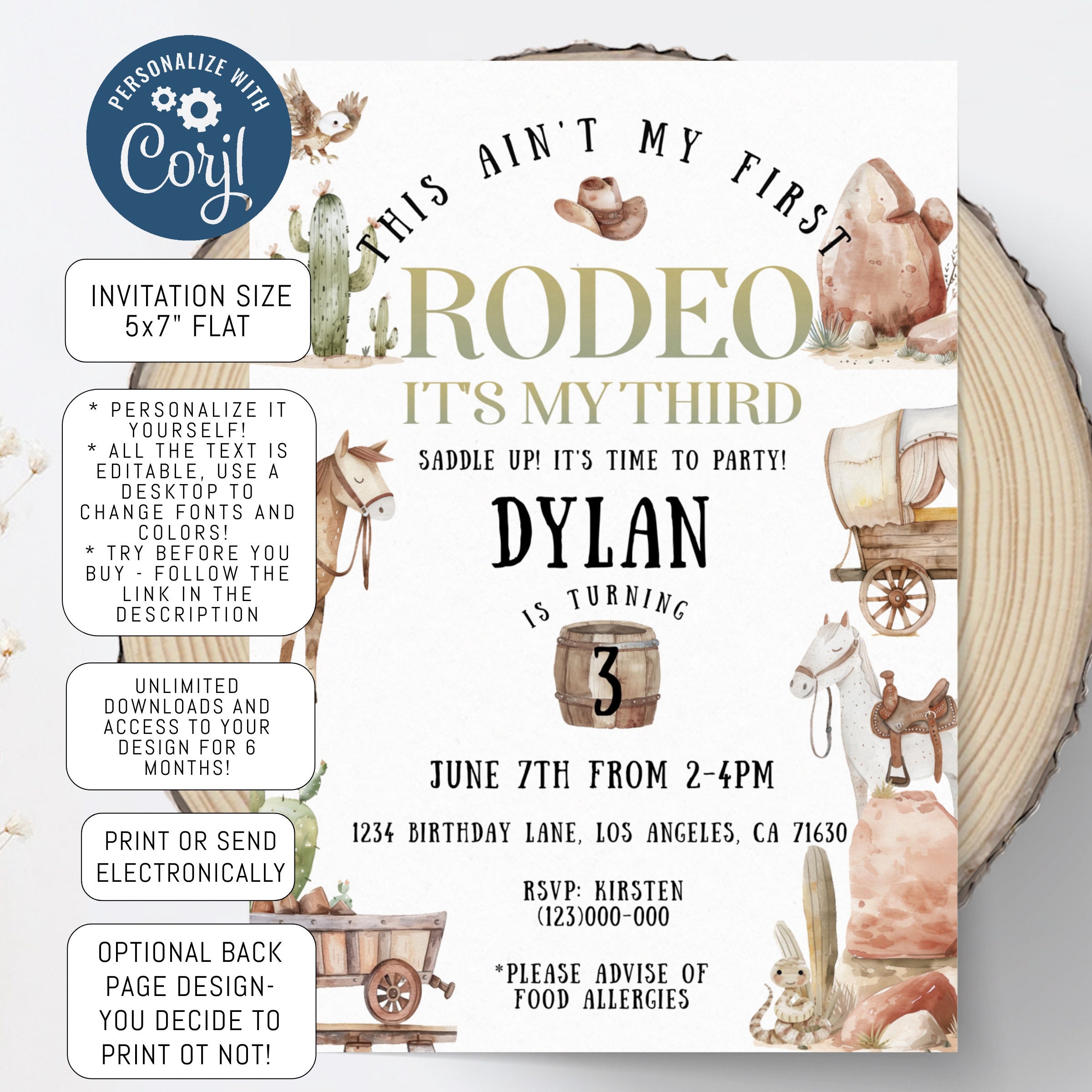 This Isn't My First RODEO Birthday Party Invite, Invitation for Wild ...
