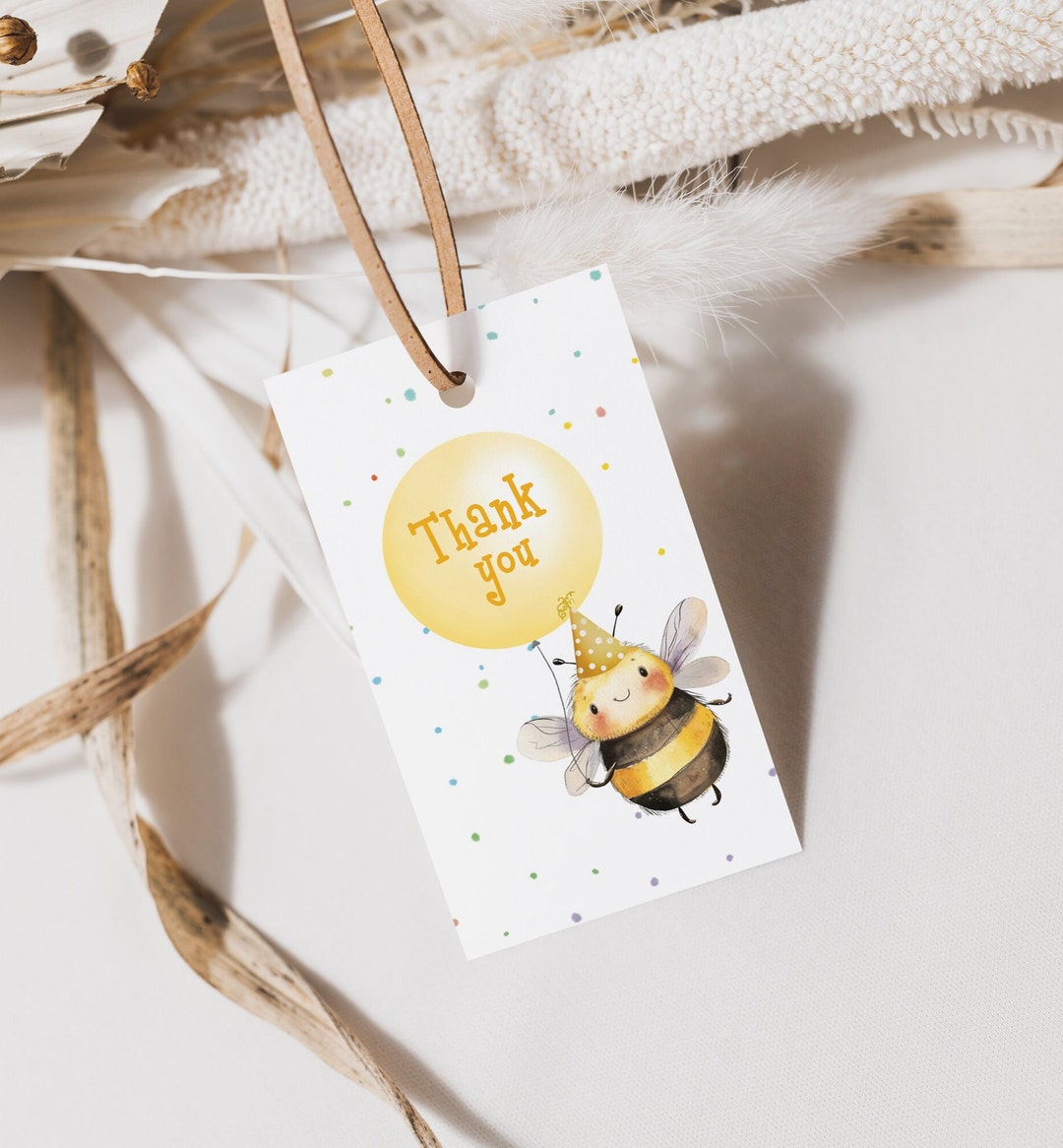 EDITABLE Bee Thank You Favor Tags, Labels for Favors Bags, BEE Birthday ...