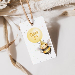 EDITABLE Bee Thank You Favor Tags, Labels for Favors Bags, BEE Birthday ...