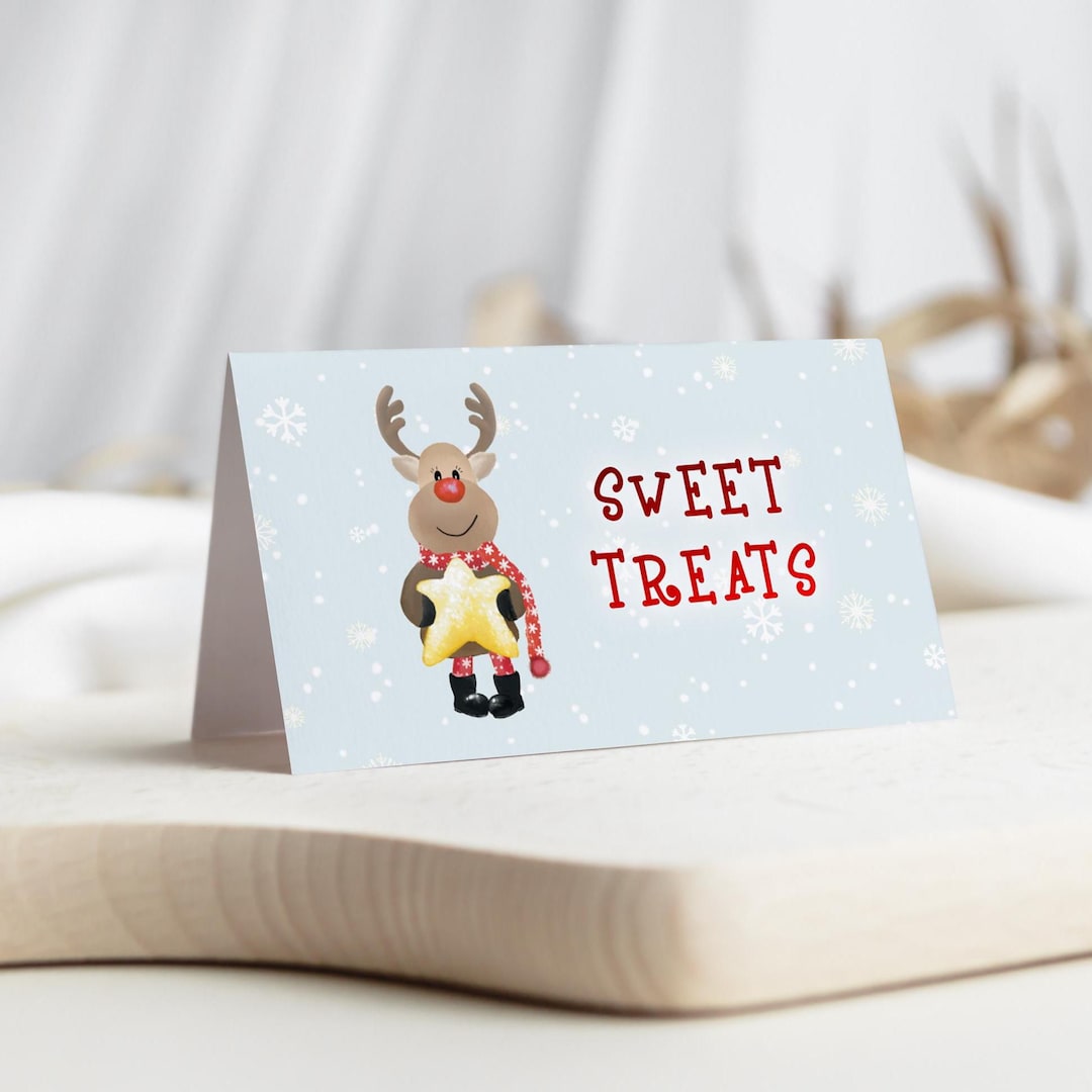 EDITABLE Buffet Food Tent Signs or Seating Cards, Christmas Reindeer ...