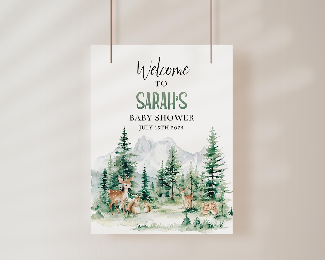 Editable Wilderness Adventure Awaits Shower Welcome Sign, Gender ...