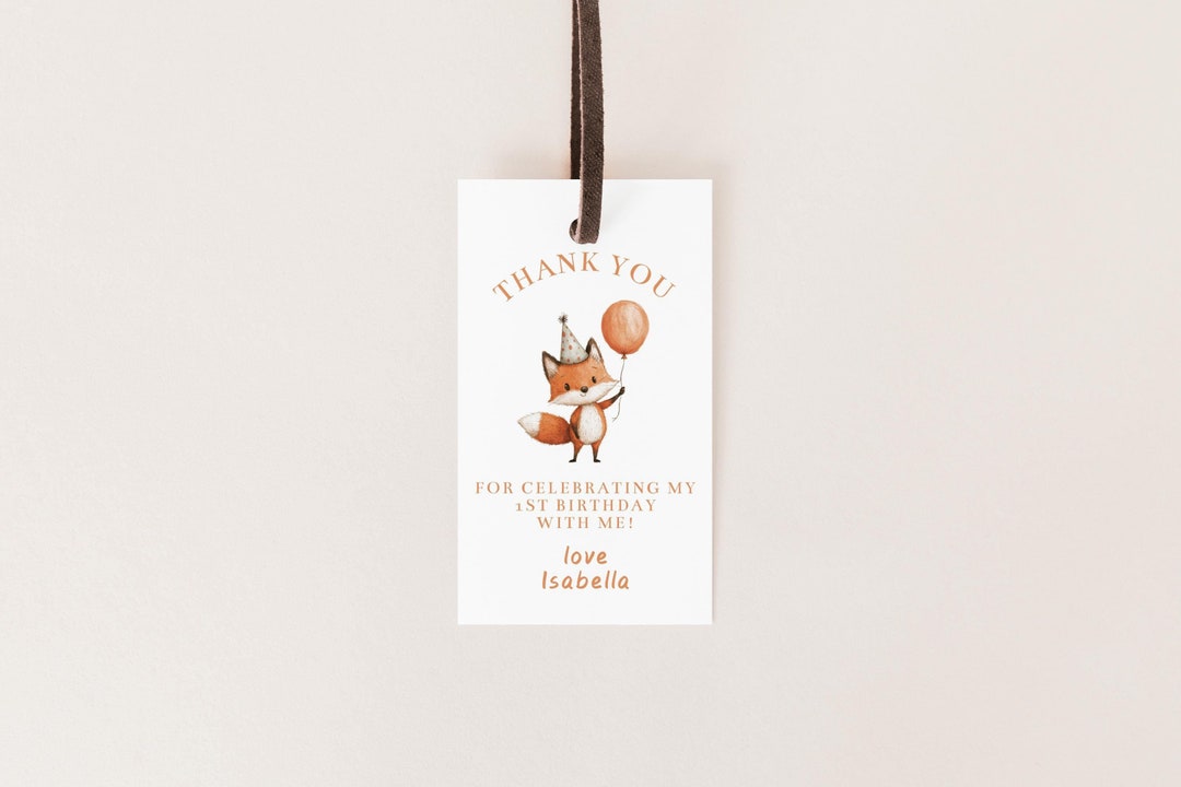 EDITABLE Fox Birthday Thank You Favor Tags, Fox Party Favor Tags ...