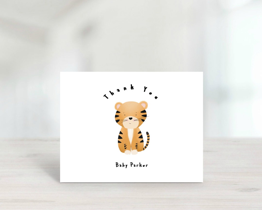 Tiger Thank You Card Personalized Baby Shower Thank You Card - Etsy