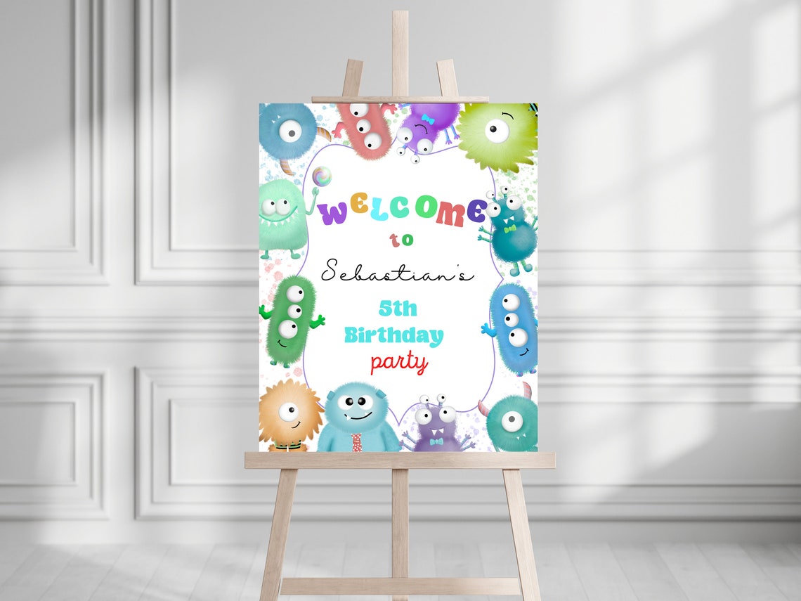 Welcome Birthday Sign, Poster Monster Birthday Bash, Calling All ...