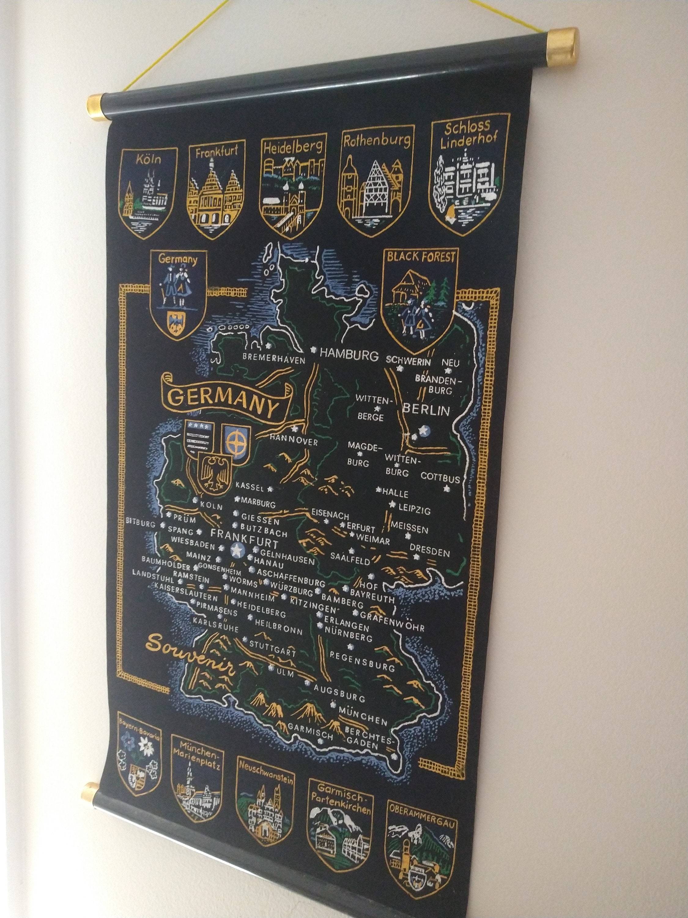 Germany Velvet Map Velvet Scroll Map Souvenir - Etsy