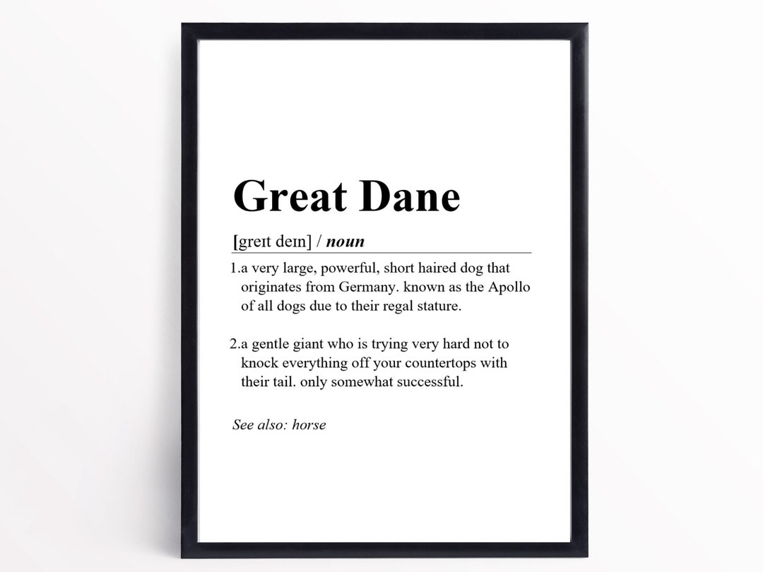 Great Dane Definition Print | INSTANT DOWNLOAD | Wall Art Print | Word ...