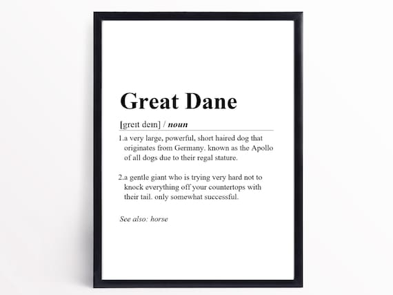 Great Dane Definition Print INSTANT DOWNLOAD Wall Art | Etsy