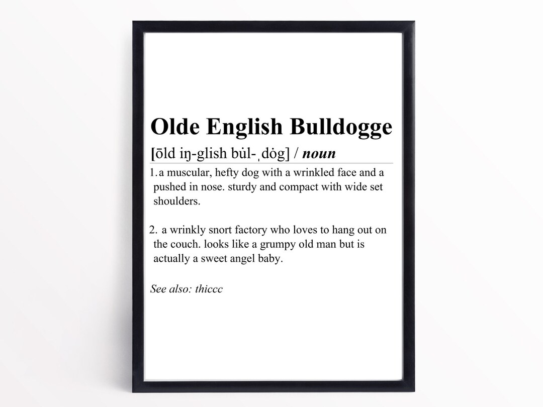 Olde English Bulldogge Definition Print | INSTANT DOWNLOAD | Wall Art ...