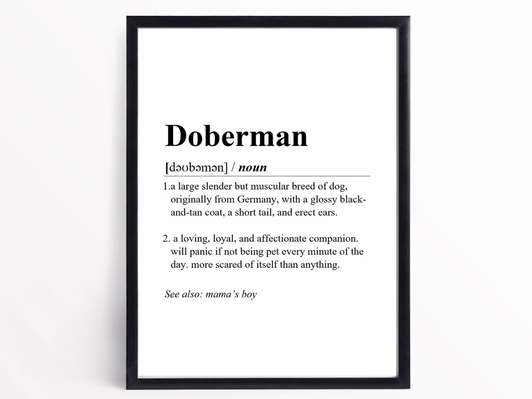 Doberman Definition Print | INSTANT DOWNLOAD | Wall Art Print | Word ...