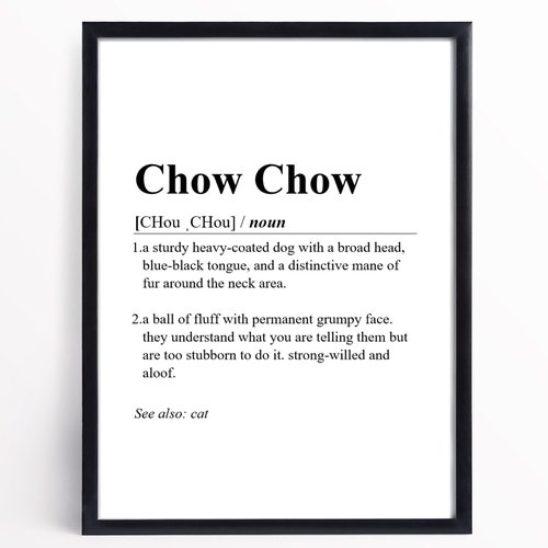 Chow Chow Definition Print INSTANT DOWNLOAD Wall Art Print - Etsy