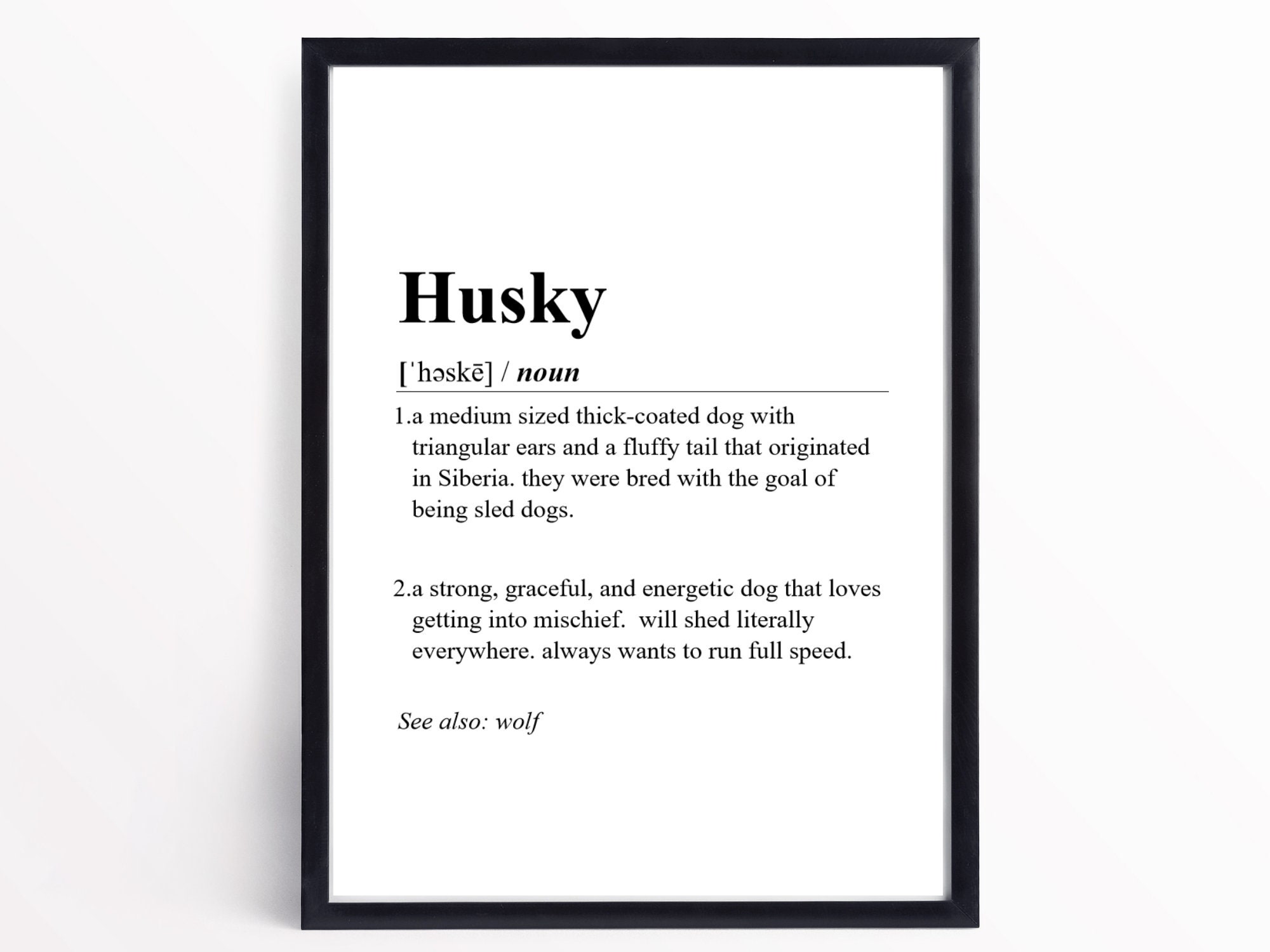 Husky Definition Print | INSTANT DOWNLOAD | Wall Art Print | Word ...